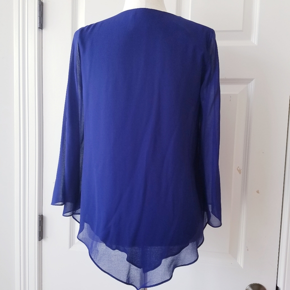 Rory Beca | Tops | Rory Beca Royal Blue 34 Bell Sleeves Blouse | Poshmark